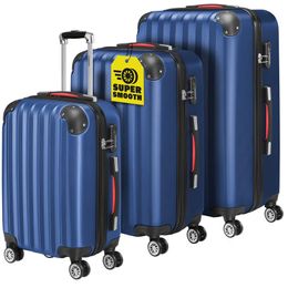 Monzana Hartschalenkoffer Set 3-tlg Rollen 360o Blau ABS