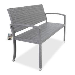 Casaria Polyrattan Gartenbank Grau 122x58x87cm