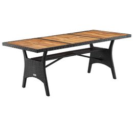 Casaria Polyrattan Gartentisch Takeo Schwarz 190x90x74cm Akazie