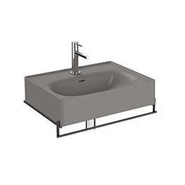 Vitra Equal Waschtisch-Set 66052 mit Waschtisch 60 cm, steingrau matt VC, mit Handtuchhalter Metall schwarz matt