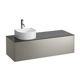 Laufen Sonar Schubladenelement/Sideboard H4054260341421 117,5x34x45,5cm, Ausschnitt links, mit Hahnloch, Titan/Nero Marquina