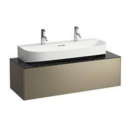 Laufen Sonar Schubladenelement/Sideboard H4054610341421 117,5x34x45,5cm, Ausschnitt Mitte, Aufsatzwaschtisch, Titan/Nero Marquina