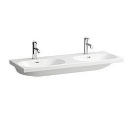 Laufen Lua Doppel-Waschtisch H8140810001041 120x46cm, unterbaufähig, weiß, mit Überlauf, mit 1 Hahnloch