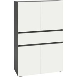 Midischrank Home Affaire "Wisla", grau (anthrazit, weiß), B:76cm H:130cm T:35cm, Spanplatte, Schränke, mit 4 Türen & 1 Schublade, Breite 76 cm, Höhe 130 cm