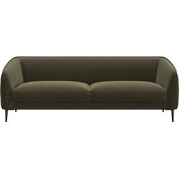 3-Sitzer FLEXLUX "Belle Designsofa, Couch, bequem durch Kaltschaum im Sitz", gr&uuml;n (moss gr&uuml;n), B:218cm H:74cm T:89cm, 100% Polyester, Sofas, Skandinavisches Design, In hochwertiger Verarbeitung