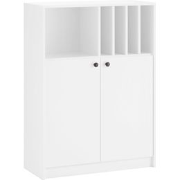 Aktenschrank Home Affaire "Licia", weiß, B:81,5cm H:111cm T:35cm, Spanplatte, Hartfaserplatte, Schränke, viel Stauraum, 2 Türen und 5 offene Fächer