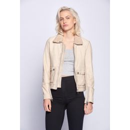 Lederjacke Maze "42020103", Damen, Gr. S, beige (ecru), Obermaterial: 100% Lammleder / Futter: 100% Baumwolle / Kragen: 100% Polyester / Ärmelfutter: 100% Polyester, Jacken