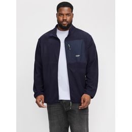 Jack & Jones PlusSize Fleecejacke "JJTHEO FLEECE JACKET PLS", Herren, Gr. 5XL, blau (sky captain), Fleece, Obermaterial: 100% Polyester, JACK & JONES PLUSSIZE, unifarben, modisch, regular fit, Langarm, Jacken