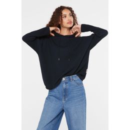 Kapuzensweatshirt SENSES.THE LABEL, Damen, Gr. M, blau, Sweatware, Material: 100% Polyester, Strukturmuster, regular fit normal, Rundhals, eingesetzt elastischer Bund, Sweatshirts, mit verk&uuml;rzten &Auml;rmeln