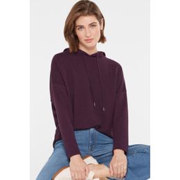 Kapuzensweatshirt SENSES.THE LABEL, Damen, Gr. XL, lila (deep plum), Sweatware, Material: 100% Polyester, Strukturmuster, regular fit normal, Rundhals, eingesetzt elastischer Bund, Sweatshirts, mit &uuml;berschnittenen Schultern