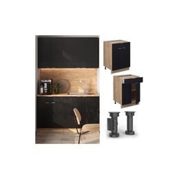 VICCO Schubunterschrank Fame-Line Eiche Schwarz gestreift 60 cm ohne Arbeitsplatte