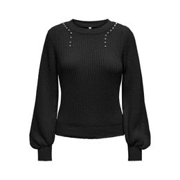 Only Rundhalspullover »ONLTAYLOR LIFE LS O-NECK BLING KNT« Black Detail:Rhinestone L (40) L (40) Pullover von Only