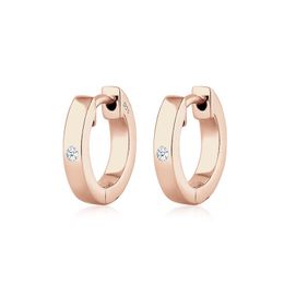 Elli DIAMONDS Paar Creolen »Creole Basic Diamant (0.03 ct) 925 Sterling Silber« Rosegold onesize Ohrringe für Damen mit Diamanten verleihen jedem...