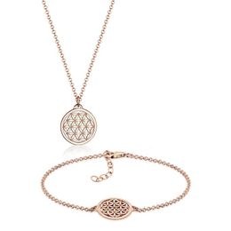 Elli Schmuckset »Set Kette Ohrstecker Blume des Lebens 925 Sterling Silber« () Rosegold onesize Schmuckset mit Lebernsblume Symbol für Damen ideal...