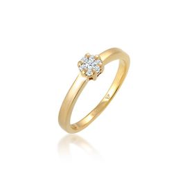 Elli DIAMONDS Verlobungsring »Diamant Weiß Brillantschliff (0.12 ct) 585 Gelbgold« Gold 52 mm Verlobungsring für Damen mit funkelndem Diamanten...