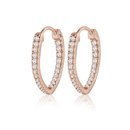 Elli Paar Creolen »Creolen Oval Zirkonia Weiß 925 Sterling Silber« Rosegold onesize Creolen Ohrringe für Damen mit Zirkonia