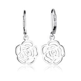 Elli Paar Ohrhänger »Ohrhänger mit Blume 925 Sterling Silber« Silber onesize Ohrringe für Damen ideal für den stilbewussten Auftritt
