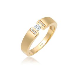 Elli DIAMONDS Verlobungsring »Diamant Weiß Brillantschliff (0.14 ct) 585 Gelbgold« Gold 58 mm Verlobungsring für Damen mit funkelndem...