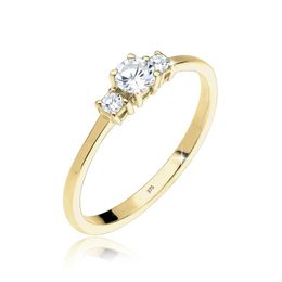 Elli Premium Fingerring »Zirkonia Weiß 375 Gelbgold« Weiß 56 mm Ring für Damen mit Zirkonia perfekt für den glanzvollen Auftritt