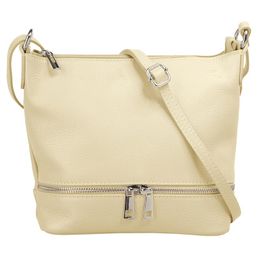 CLUTY Umhängetasche echt Leder, Made in Italy beige