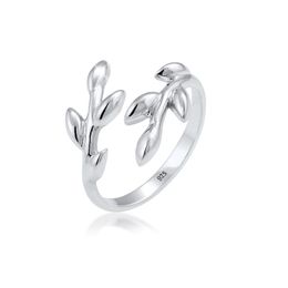 Elli Fingerring »Olivenzweig Blatt 925 Sterling Silber verstellbar« Silber Resizable Eleganter Ring für Damen aus 925 Sterling Silber verleiht...