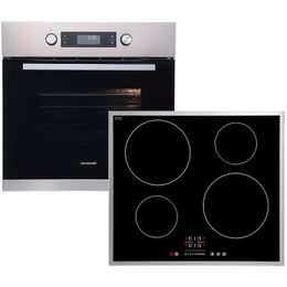 Hanseatic Backofen-Set &raquo;65M90E3-E11B200&laquo; mit 2-fach-Teleskopauszug edelstahlfarben/schwarz Timer mit Abschaltfunktion sorgt f&uuml;r sicheres und...