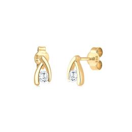 Elli Premium Paar Ohrstecker &raquo;Ohrstecker Zirkonia Wei&szlig; 585 Gelbgold&laquo; Gold onesize Ohrringe f&uuml;r Damen mit Zirkonia Steinen verleihen jedem Outfit...