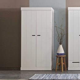 Pharao24.de Holz Kleiderschrank aus Kiefer Massivholz Weiß