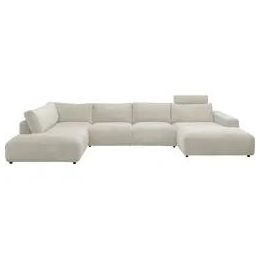 Wohnlandschaft "Lucia U-Form", grau (hellgrau), B:434cm H:81cm T:204cm, Gallery M BRANDED BY MUSTERRING, Sofas, Verschiedene Farben, inkl. Kopfstütze, Gesamtbreite 434 cm