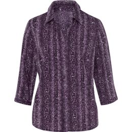 Damen Druckbluse mit Reptil-Muster traube-flieder-bedruckt, Größe 46