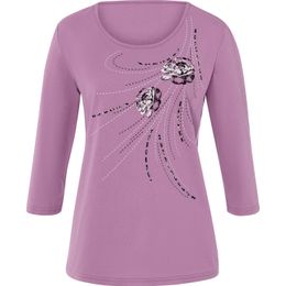 Damen T-Shirt mit platziertem Bl&uuml;ten-Print orchidee, Gr&ouml;&szlig;e 44