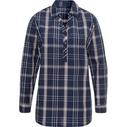 Damen Longbluse mit Karo-Muster marine-wei&szlig;-kariert, Gr&ouml;&szlig;e 42