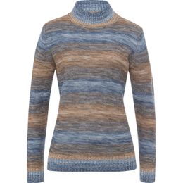 Damen Stehkragenpullover mit Farbverlauf camel-jeansblau-gemustert, Gr&ouml;&szlig;e 48