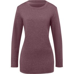 Damen Longshirt mit Teddy-Fleece innen burgund-meliert, Gr&ouml;&szlig;e 54