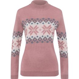 Damen Stehkragenpullover mit Norweger-Muster hortensie-champagner-gemustert, Gr&ouml;&szlig;e 48