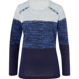 Damen Langarmshirt mit Zierkn&ouml;pfen eisblau-marine-bedruckt, Gr&ouml;&szlig;e 38