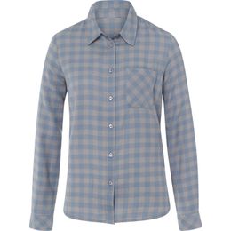 Damen Flanellbluse mit Webkaro taubenblau-kariert, Gr&ouml;&szlig;e 56