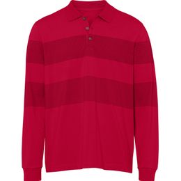 Herren Langarm-Poloshirt aus Baumwolle, gestreift rot-dunkelrot, Gr&ouml;&szlig;e 60/62