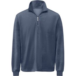 Herren Langarmshirt in Nicki-Qualit&auml;t rauchblau, Gr&ouml;&szlig;e 44/46