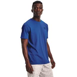 T-Shirt Under Armour "UA M SPORTSTYLE LC SS", Herren, Gr. XS, blau (tech blau 43), Obermaterial: 60% Baumwolle, 40% Polyester, sportlich, Rundhals, Kurzarm, Shirts