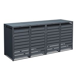 Mülltonnenbox WESTMANN "Kubus", grau (anthrazit), B:264cm H:116cm T:80cm, Stahl, Aufbewahrungsboxen, Platz für 4x240 L Mülltonnen, Topseller