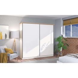 Schwebetürenschrank Home Affaire "Valencia, Kleiderschrank im Landhausstil, 220x214x65,5cm", weiß (weiß matt), B:220cm H:214cm T:65,5cm, MDF, Spanplatte, Schränke, mit kompletter Innenausstattung, FSC-zertifizierter Holzwerkstoff