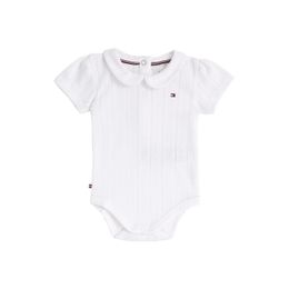 Body Tommy Hilfiger "ESSENTIAL POINTELLE BODY SS", Baby, Gr. 62, N-Gr, weiß, Strick, Obermaterial: 100% Baumwolle, unifarben, casual, körpernah, Kurzarm, Bodies, in süßem Muster