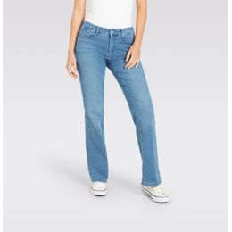 Bootcut-Jeans MAC "LAURA", Damen, Gr. 38, Länge 28, blau (winter baby blau), Denim/Jeans, Obermaterial: 91% Baumwolle, 7% Elastomultiester, 2% Elasthan, casual, lang, Jeans