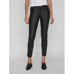 Stretch-Hose Vila "VICOMMIT", Damen, Gr. L (40), N-Gr, schwarz, Web, Obermaterial: 77% Viskose, 20% Nylon, 3% Elasthan, beschichtet, modisch, sehr figurbetont knöchelfrei, Hosen 5-Pocket-Hose, superschmale Skinny-fit