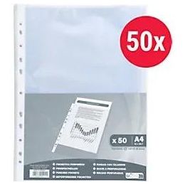 Exacompta Klarsichthülle DIN A4 Genarbt Transparent 40 Mikron PP (Polypropylen) Öffnung oben 5211E 50 Stück