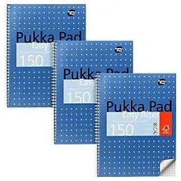 Pukka Metallics Notizbuch DIN A4 Kariert Doppeldraht Seitlich gebunden Karton Hardback Metallicblau Gelocht 150 Seiten 3 Stück à 150 Blatt