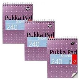 Pukka Metallics Notizblock Kariert Doppeldraht Oben gebunden Karton Hardback Violett Gelocht 240 Seiten 3 Stück à 240 Blatt