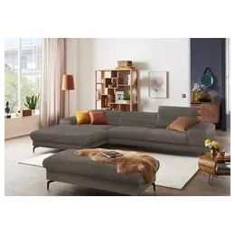 Ecksofa W.Schillig "piedroo, Designsofa mit tollem Sitzkomfort, bequem und elegant, L-Form", braun (braun r66), B:343cm H:70cm T:193cm, Chenille-Flachgewebe R66 (85% Polyester, 15% Nylon), Sofas, Kopfteilverstellung, wahlweise mit Sitztiefenverstellung, Breite 343cm