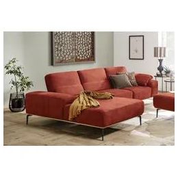 Ecksofa W.Schillig "run, Designsofa mit tollem Sitzkomfort, bequem, L-Form", rot (marsala s37), B:319cm H:88cm T:178cm, Longlife Xtra-Leder Z73: Naturwalkleder der Luxusklasse aus den erlesensten Rohhäuten. Hautstärke 1, 1 u2013 1, 3 mm, ROHLEDER Jacquard-Flachgewebe Q2 W60 (63% Polyester, 37% Polyacryl), ROHLEDER Chenille-Flachgewebe Q2 W77 (68% Polyacryl, 32% Polyester), Stoff S37 (100% Polyeste